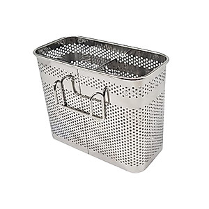 HOME&I Kitchen Utensil Holder-Thin Drying Rack Basket Organizer Utility Sturdy Stainless Steel 304 Flatware Silverware Cutlery Storage for Kitchen Dining (Medium-2 Compartments)