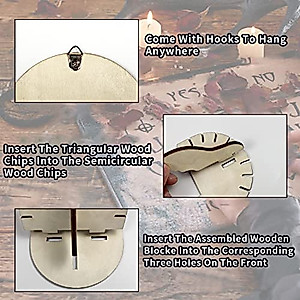 Knana 12PCS Small Crystal Shelf Display and Pendulum Board - Wall Mounted Shelf Crystal Hanging Display - with Black Angel Wings and Energy Stone for Living Room Bathroom Bedroom Decor