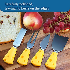 YJNSFT 4-Piece Cheese Knife Set, Stainless Steel Cheese Utensils Set, Spreader Knives and Butter Knife Fork, Cheese Board Accessories, Premium Knife Gift