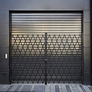 VEVOR Double Folding Security Gate, 63.39" H x 122" W Folding Door Gate, Steel Accordion Security Gate, Flexible Expanding Security Gate, 360° Rolling Barricade Gate, Scissor Gate or Door with Keys
