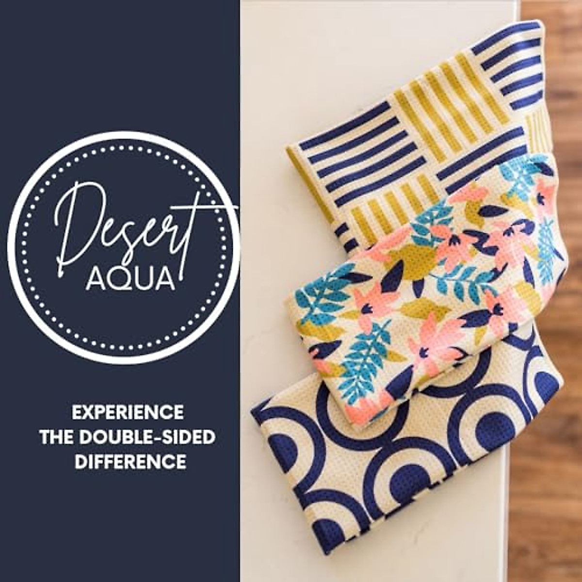 Desert Aqua || 3 Pack|| Kitchen Towels || Dish Towels || Tea Towels || Highly Absorbent || Hanging Loop || Dish Cloths || Modern || Designer Prints (Multi Floral)