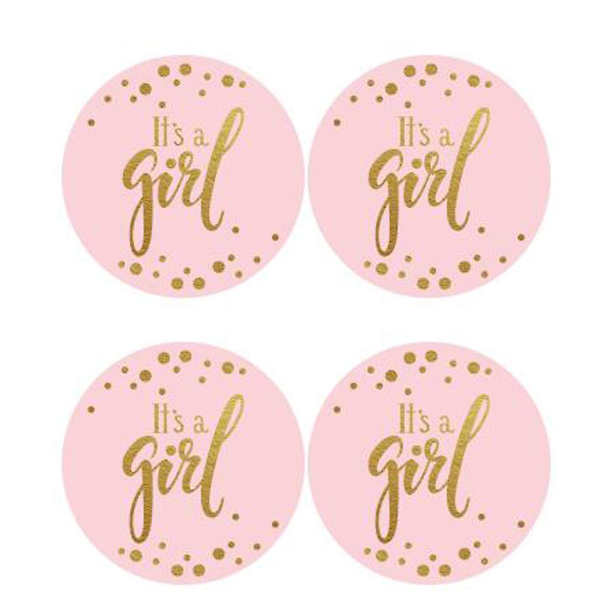 2" Round 50 Pack Pink It's a Girl Label Stickers Baby Shower Party Sticker Labels Candy Stickers for Birthday Party Baby Shower Wedding Favors