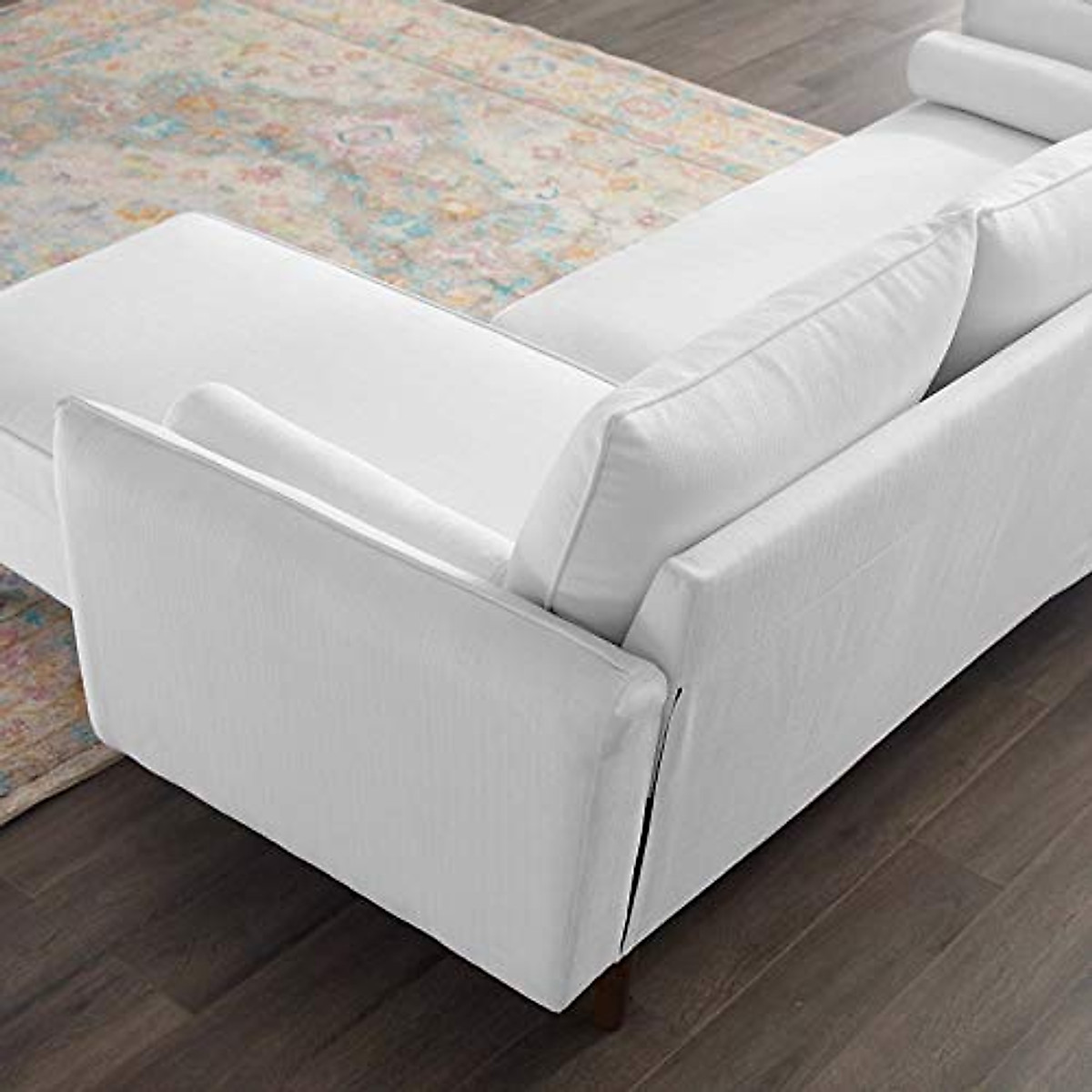 Modway Revive Modern Upholstered Fabric Right or Left Sectional Sofa Couch, White