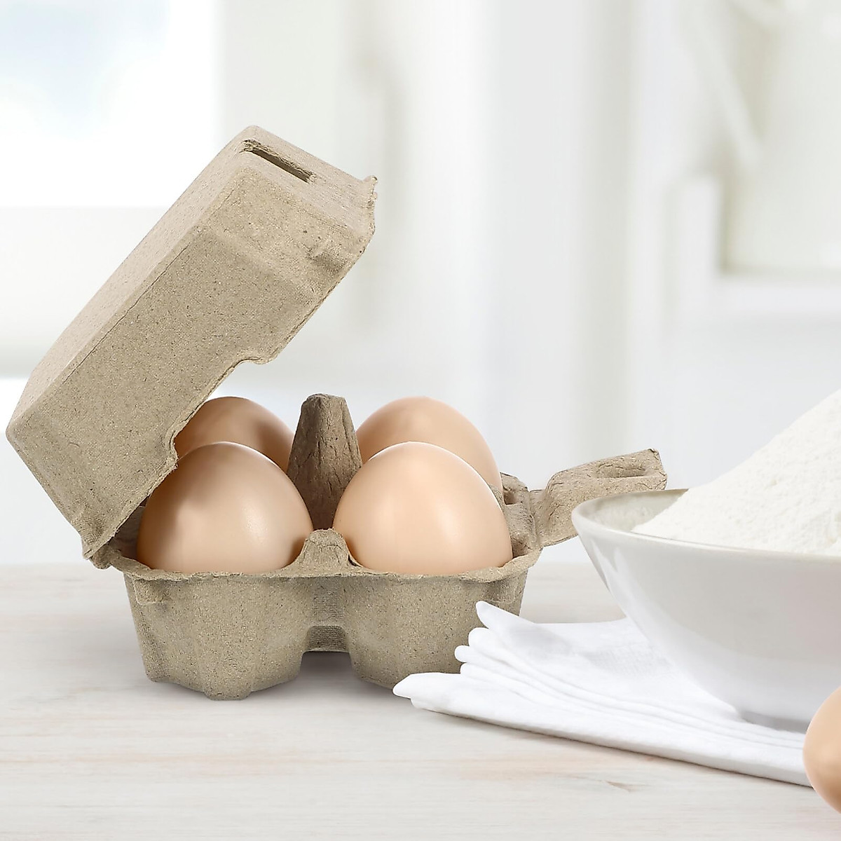 Luxshiny 10pcs 4 Count Kraft Pulp Egg Tray Holder for Home Refrigerator, Farm Market, Travel, Camping, Picnic