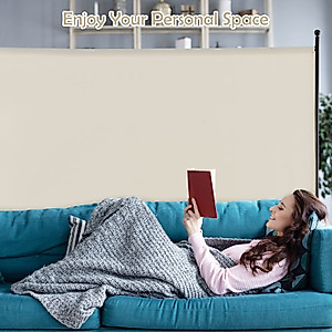 LDAILY 6FT Single Panel Rolling Room Divider, 73" Wide Partition Privacy Screen with Wheels, Freestanding Fabric Room Panel, Portable Wall Divider for Bedroom, Office, Hospital (White, 1-Panel)