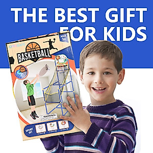 OMNISAFE Arcade Basketball Hoop Game Set for Kids & Dart Board, Basketball Game Training System, Includes 2 Balls, 1 Air Pump and Slide Ramp