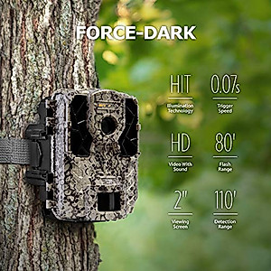 SPYPOINT Force-Dark Trail Camera 42 LED Infrared Flash Game Camera with 80-foot Flash and 110-foot Detection Range 12MP 0.07-second Trigger Speed