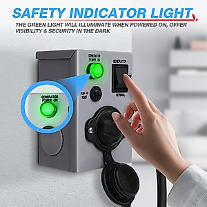 MICTUNING 15 Amp 125V Generator Transfer Switch, Power Inlet Box, Waterproof Manual Transfer Switch with Circuit Breaker for Generator Indoor and Outdoor