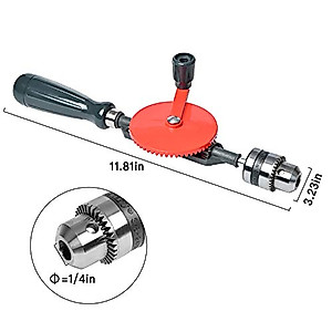 Hand Drill Akamino Powerful and Speedy Manual Hand Drill With Anti Slip Handle and S/S cast 5 Pieces Jaw Chucks for Wood Plastic Acrylic