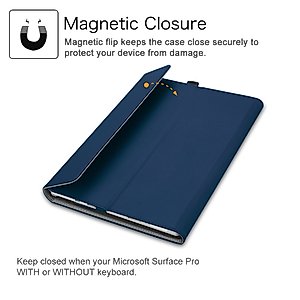 Fintie Case for Microsoft Surface Pro 7 Plus, Surface Pro 7/6/5/4/3 12.3 Inch Tablet - Multiple Angle Viewing Portfolio Business Cover, Compatible w/Type Cover Keyboard, Navy