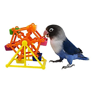 Barn Eleven Bird Swinging Windmill Toy,Parrot Feeder Toy Supplies Fun Training Leaking Food Feeder Budgie Cockatiel Foraging Nibbling Development Intelligence Bird Toy
