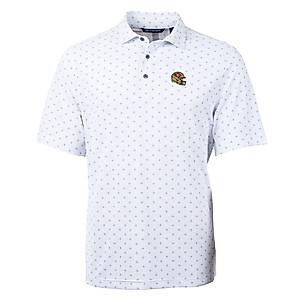 Cutter & Buck Men's White San Francisco 49ers Helmet Virtue Eco Pique Tile Print Recycled Polo