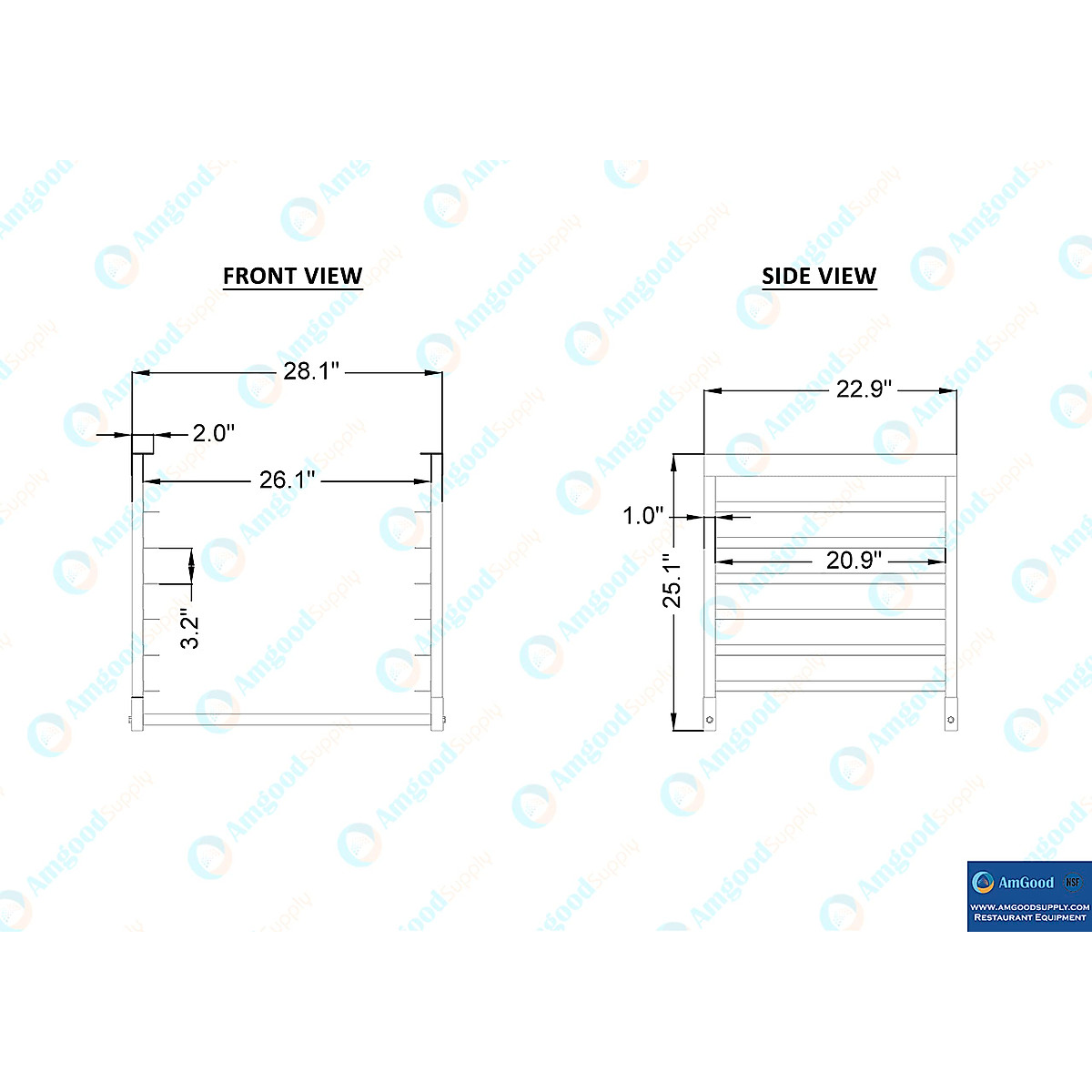 AmGood Table-Mounted Aluminum Bun Pan Rack for 30" Wide Work Tables - 6 Pan Capacity
