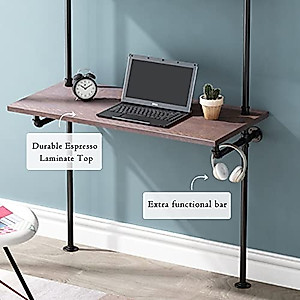 MCleanPin Industrial Computer Desk with Shelves,Ladder Shelf Desk,Wall Mount Desk with Shelf,79inch Home Office Computer Table, 2-Tier Rustic Wall Ladder Desk（W40inch）