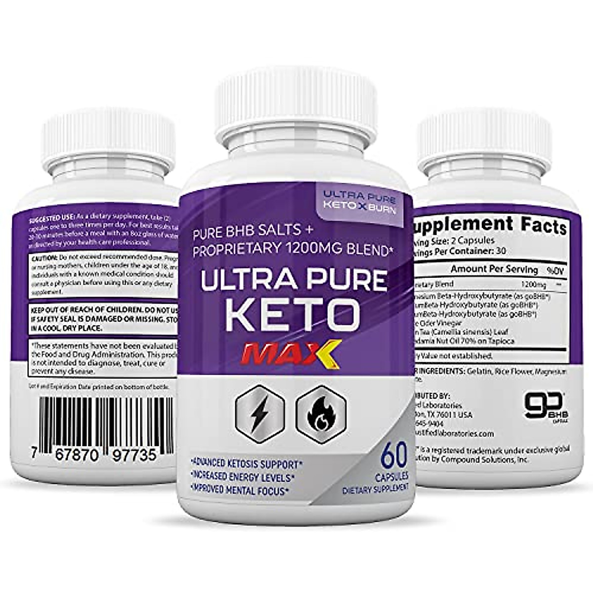Ultra Pure Keto X Burn 1200MG Keto Pills Advanced Ketogenic Supplement Real Exogenous Ketones Ketosis for Men Women 3 Bottles