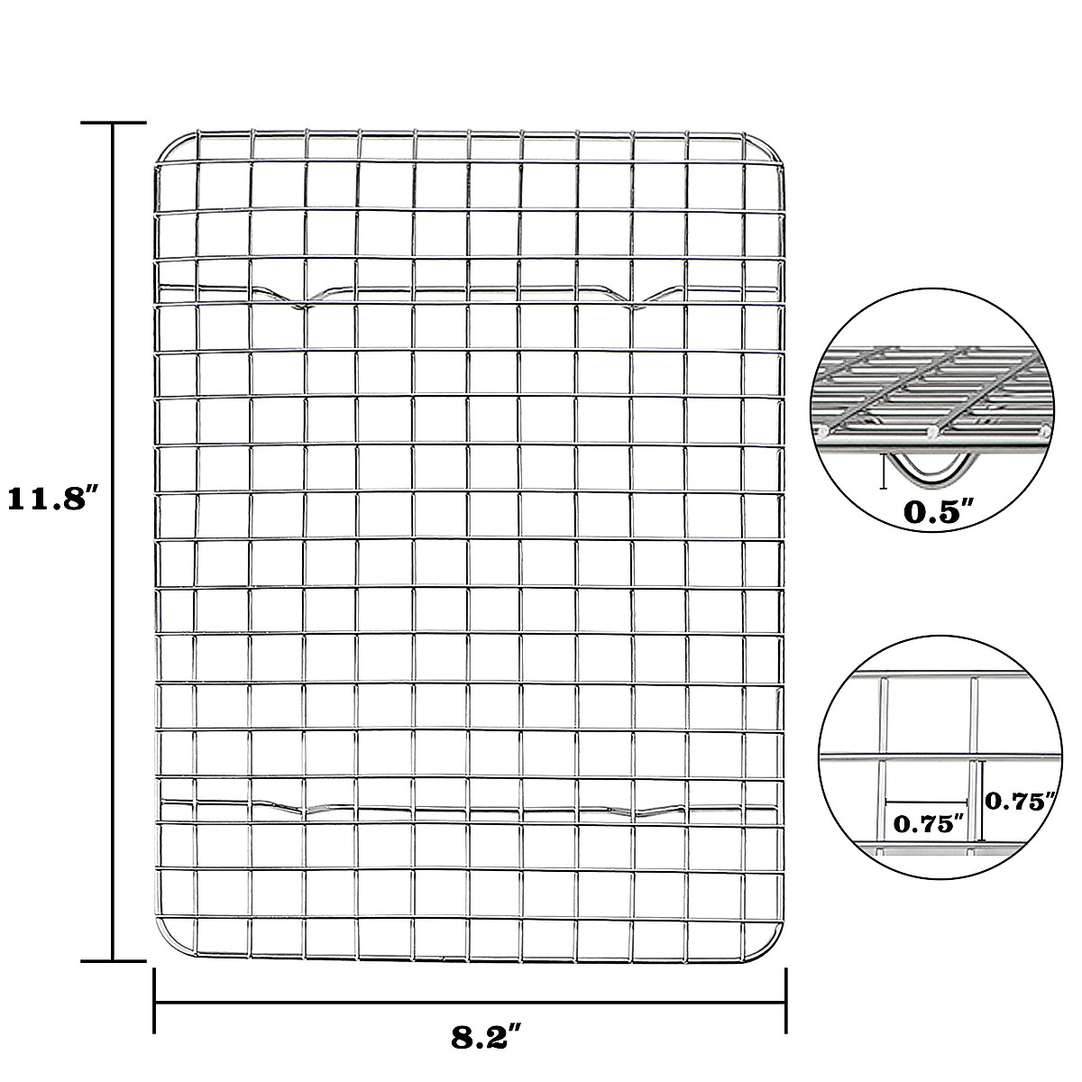 KORCCI Cooling Rack For Baking 2pc- 8.2x11.8", Baking Racks, Stainless Steel Grid Wire Cookie Rack for Cooking, Baking, Roasting, Grilling, Drying, Oven-Safe, Dishwasher-Safe, Heavy Duty,