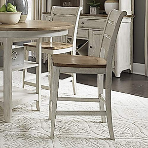Liberty Furniture Industries Farmhouse Reimagined Ladder Back Counter Chair, W18 x D24 x H42, White