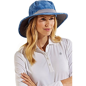 Coolibar UPF 50+ Men's Women's Fore Golf Hat - Sun Protective (Medium/Large- Blue Digital Camo)
