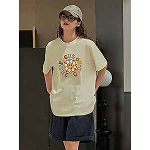 Focus On The Good Oversized Graphic T-Shirts Women Daisy Cute Flower Trendy Girls Preppy Shirt