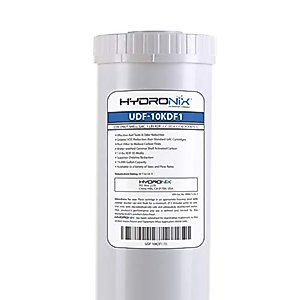 Hydronix UDF-10KDF1 Chlorine, CTO, Heavy Metals, Bacteria & Scale Reduction Water Filter w/ 1 lb KDF, 2.5" x 10"