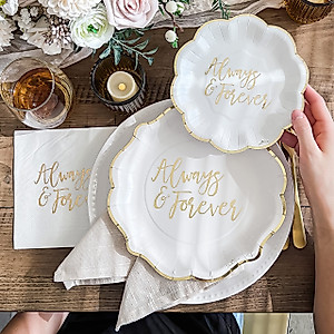 Kate Aspen Always & Forever 72 Piece Classic & Elegant Paper Party Tableware Set (24 Guests), Party Supplies, Wedding Decor for Bridal Showers, Engagements and Receptions