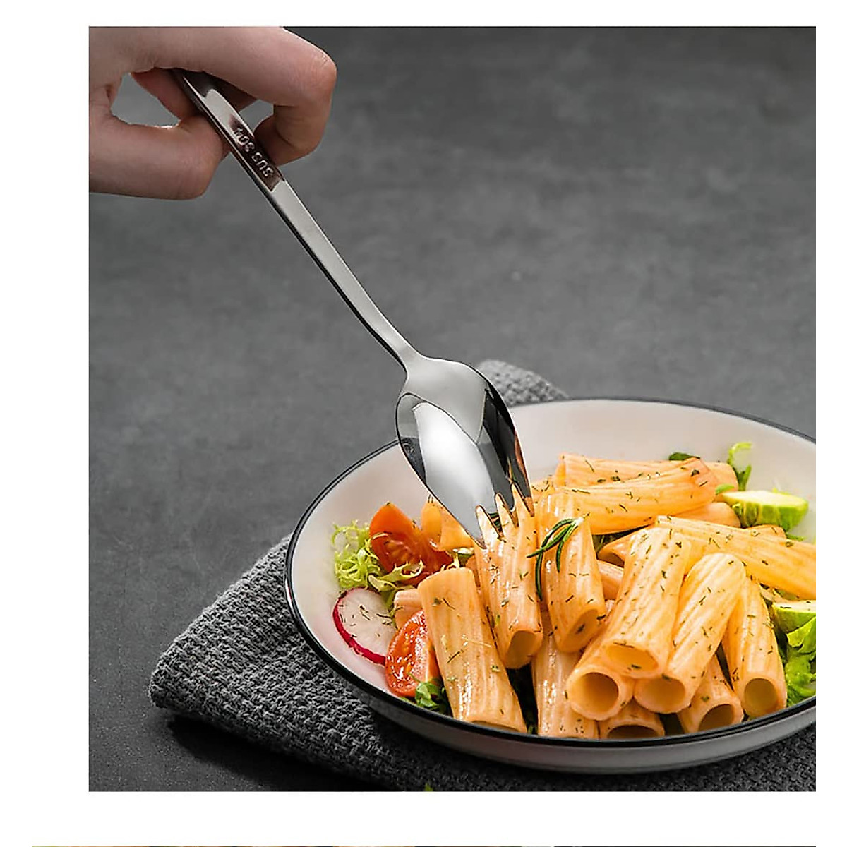 Sporks, AXIAOLU 6 Pack 18/10 Stainless Steel Sporks, 7.4-Inch Ice Cream Spoon & Salad Forks, Reusable Fruit Appetizer Dessert Forks for Everyday Use