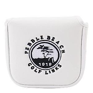 HISTAR Magnetic Closure Golf Square Mallet Shaped Putter Cover (White, Faux Leather) for Scotty Cameron, Universal Fit