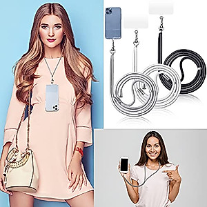 Frienda 3 Pieces Nylon Neck Crossbody Lanyard Universal Phone Lanyard Detachable Phone Safety Tether Adjustable Phone Neck Strap (Black, White, Grey)