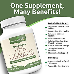 Lignans For Life HMR Lignans for Dogs, 40mg - 90 Capsules, Dog Vitamin for Healthy Pet | Natural Dog Vitamin | Dog Wellness Supplement | Pet Vitamin | Dog Nutritional Supplement - 90 Capsules