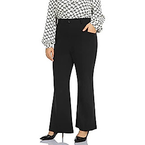 UUE Stretch Dress Pants Plus Size for Women 29"/32"/34" Pull On Bootcut Work Pants with Pockets Slacks Business Casual Pants Black