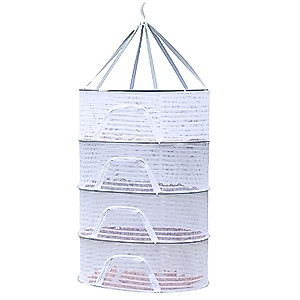 Akloker 4 Layer Mesh Drying Net with Zips Bra Drying Clothes Net Removable Folding Anti-Fly Windproof Hook Fine-Grained Grid for Flowers Buds Plants Organizer Drying for Fish/Vegetables/Fruit/Herbs