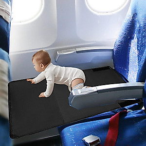 Toddlers Airplane Bed, Kids Airplane Seat Travel Bed, Kids Airplane Travel Essentials for Toddlers, Baby Portable Plane Bed for Flights, Black