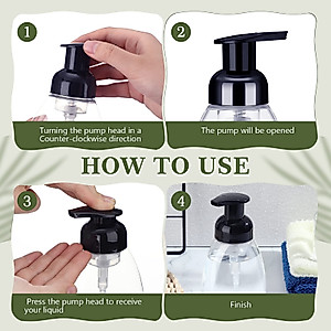 Nuenen 48 Pieces Foaming Soap Dispensers 8 oz Foaming Pump Bottle Plastic Hand Soap Dispenser with Pumps Empty Refillable Press Containers for Liquid Shampoo Bathroom Kitchen(White, Black)