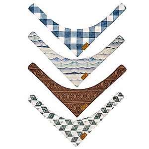 Remy+Roo Dog Bandanas - 4 Pack | Ryan Set | Premium Durable Fabric | Unique Shape | Adjustable Fit | Multiple Sizes Offered (Large)