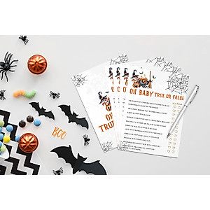 Halloween True or False Game, Halloween Game for Baby Shower, Baby Shower Decorations, Fall Gender Reveal Party Supplies, 30 Game Cards and 1 Answer Key - WY09