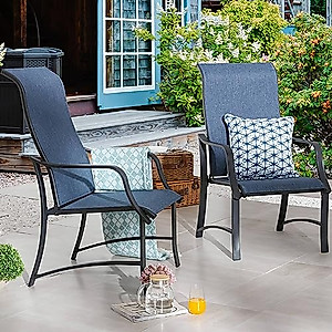 PatioFestival Patio Dining Set swith Swivel Rocker Chairs 7 Pieces High Back Outdoor Furniture 63" Rectangle Table Sets, Blue