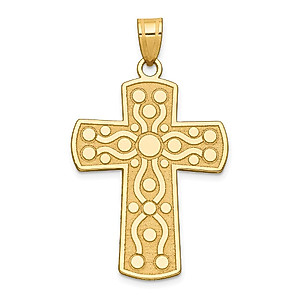 IceCarats 14K Yellow Gold Holy Cross Necklace Religious Pendant Jesus Christ Charm Serenity Prayer Back Only