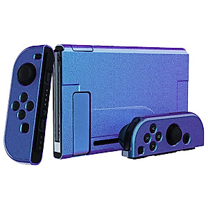 PlayVital Upgraded Glossy Dockable Case Grip Cover for Nintendo Switch, Ergonomic Protective Case for Nintendo Switch, Separable Protector Hard Shell for Joycon - Chameleon Purple Blue