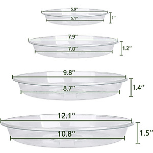 3unshine 24 Pack Plant Saucer, 6 8 10 12 Inch Durable Plastic Plant Water Tray, Black Round Plant Pot Saucers, Flower Drip Tray for Indoor Outdoor Garden