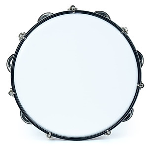 MUSCELL Tambourine for Adults,Hand Held Plastic Tambourines Drum Double Row Metal Jingles Musical Instrument-8"