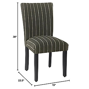 HomePop Classic Parsons Dining Chair -Black with Boucle Stripe (Set of 2)