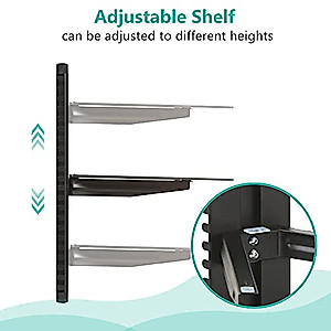 WALI Floating Entertainment Center Shelves, Holds Up to 17.6lbs, TV Shelf with Strengthened Tempered Glasses for DVD Players, Cable Boxes, Games Consoles, TV Accessories (CS201B), 1 Shelf, Black