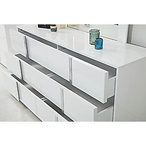 KANSOLE Roma Glossy Dresser & Mirror, White