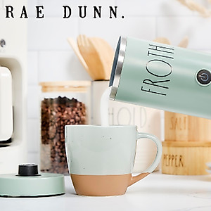 Rae Dunn Electric Milk Frother Steamer -Stylish Automatic Milk Steamer and Frother, Milk Warmer, Hot and Cold Foam Maker for Coffee, Latte, Cappuccino, Macchiato - 550 Watt (Sage)