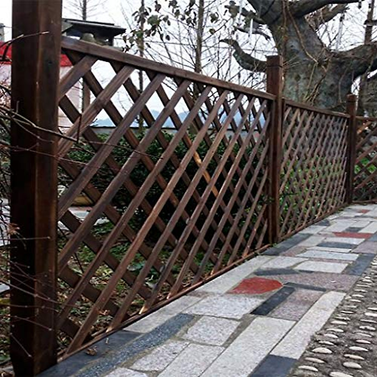 QBZS-YJ Wooden Garden Fence Fence Garden Trellis Privacy Square Lattice Solid Wood Garden Screen Trellis Outdoor Products