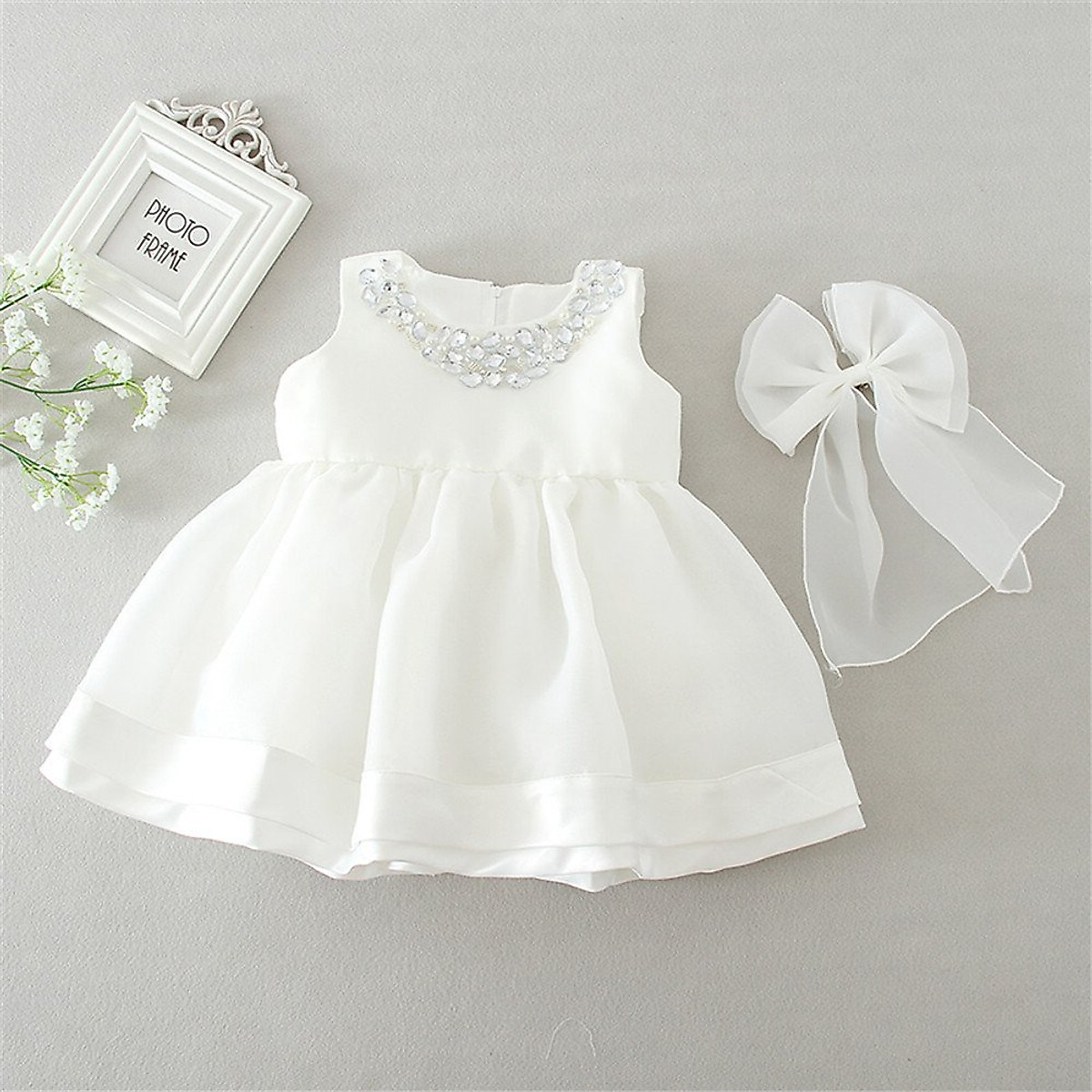 Coozy Baby Girl Dress Christening Baptism Gowns Flower, Ivory, Size 6-12 Months