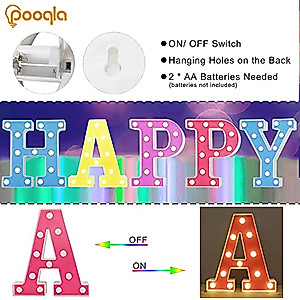 Pooqla LED Marquee Letter Lights, Light Up Alphabet Marquee Letters Sign for Night Light Birthday Wedding Party Christmas Lamp Home Bar Decoration, Purple Letter A