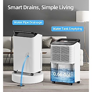 TABYIK 30 Pint Dehumidifier for Basement, with Drain Hose for Large Bedroom Bathroom, with Auto Humidity Control, 24H Timer