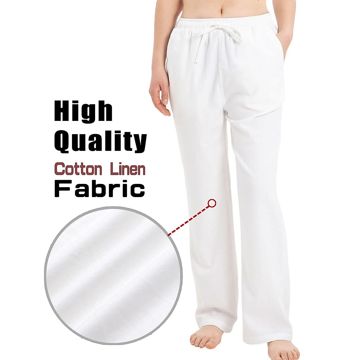 Bonnorth Womens Plus Size Yoga Workout Capris for Women Hiking Golf Track Pants Womens Wide Leg Trousers for Women Yoga Capri Pants with Pockets White XL