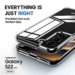 EJGNA for Samsung Galaxy S22 Phone Case, [20X Anti-Yellowing] [Military-Grade Drop Protection] for Galaxy S22 Case 5G 6.1", Hard PC Back+Flexible TPU Frame, Diamond Clear